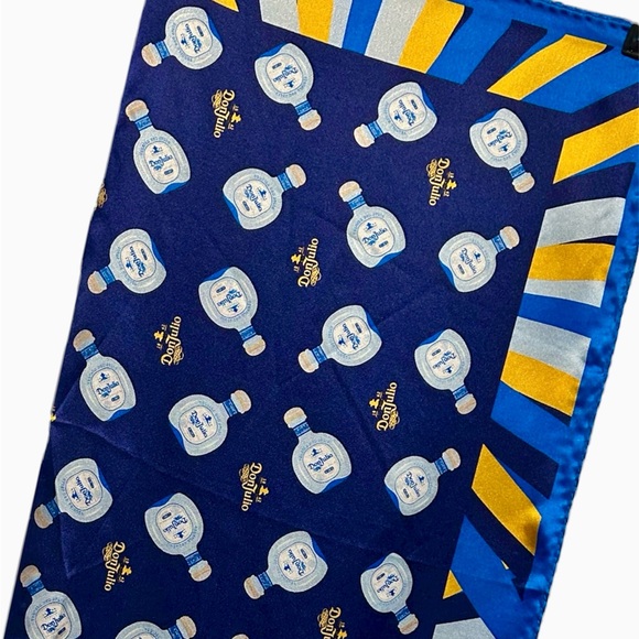 Don Julio | Accessories | Don Julio Brand Blue Gold Silk Scarf | Poshmark